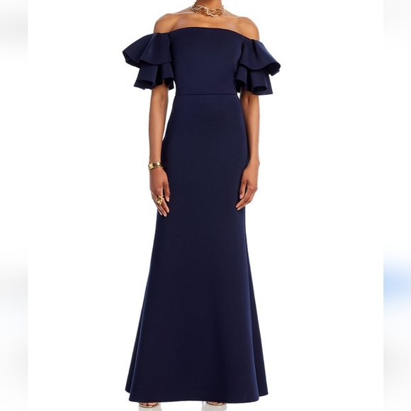 Eliza J | Dresses | Eliza J Off Shoulder Raffle Gown In Navy | Poshmark